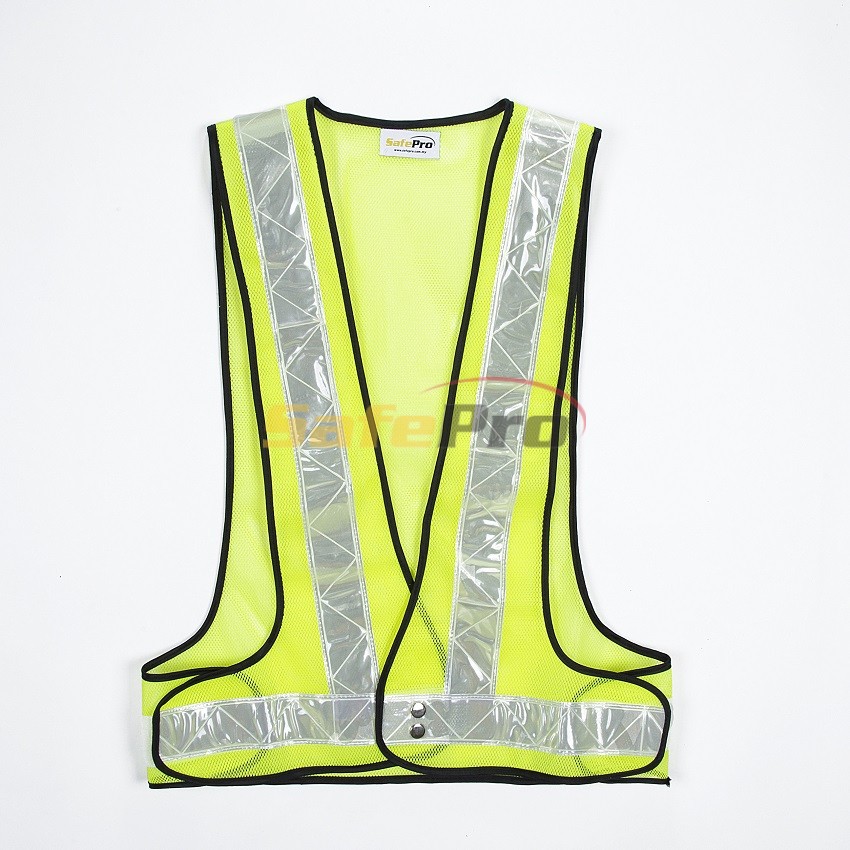 SAFETY VEST V-NETTING LIME GREEN C/W WHITE REFLECTOR | SafePro