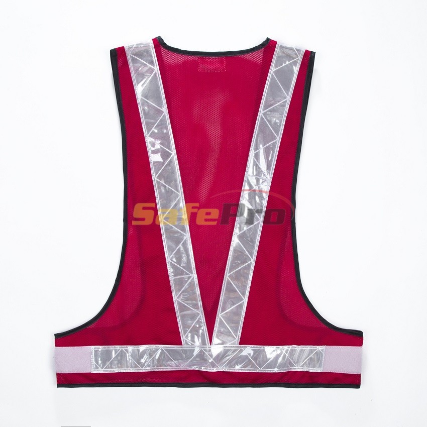 SAFETY VEST V-NETTING RED C/W WHITE REFLECTOR | SafePro